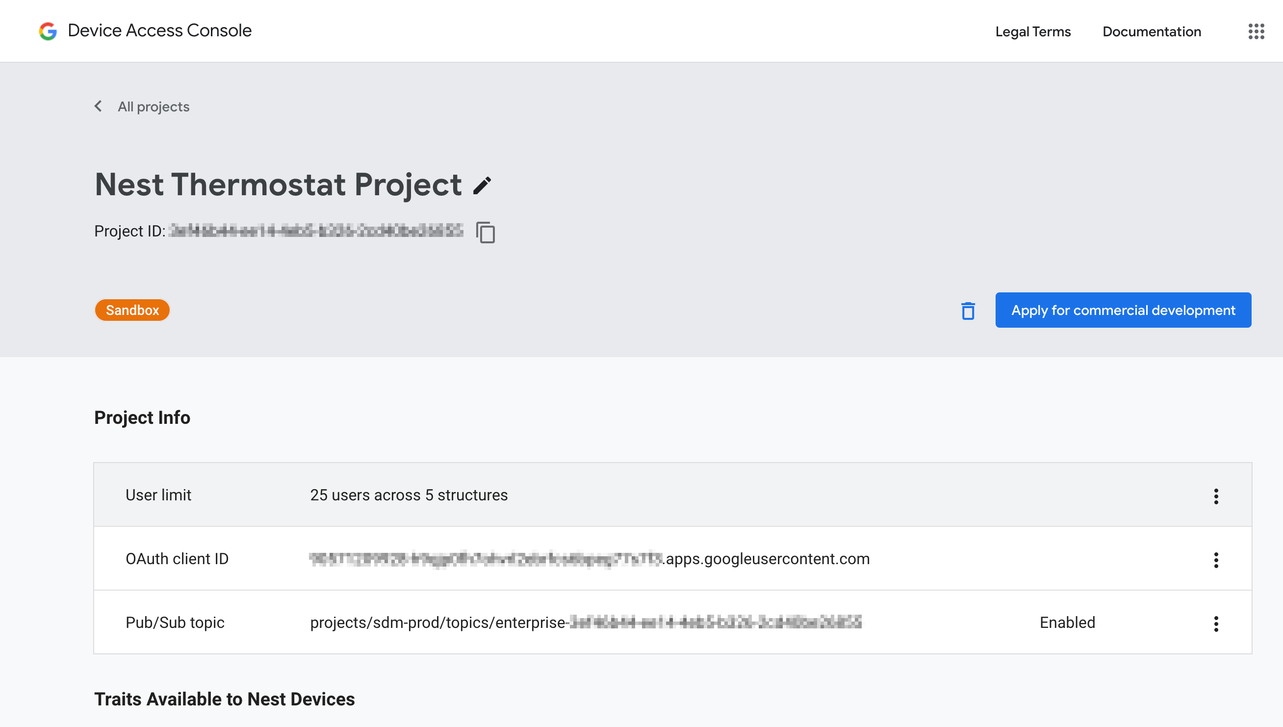 Device Access Console | Google for Developers