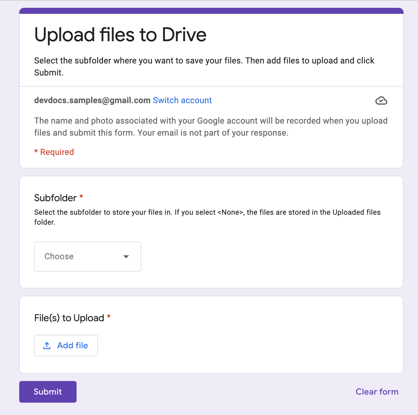 Upload Files To Google Drive From Google Forms Apps Script Google