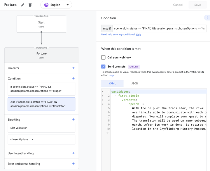 Build Actions for Google Assistant using Actions Builder (Level 2) | Google for Developers
