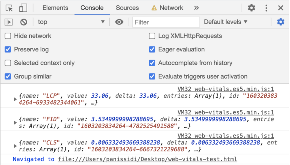Measure a web page's Core Web Vitals with the web-vitals library ...
