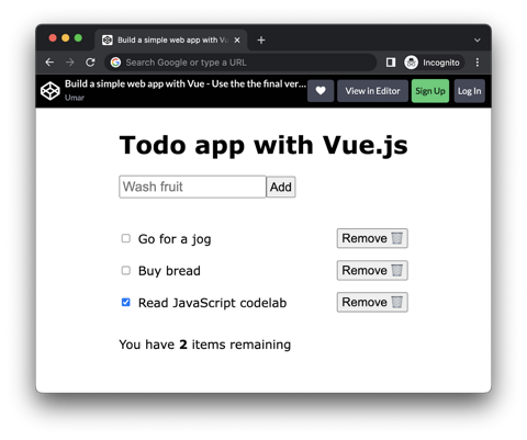 Build A Simple Web App With Vue Google For Developers