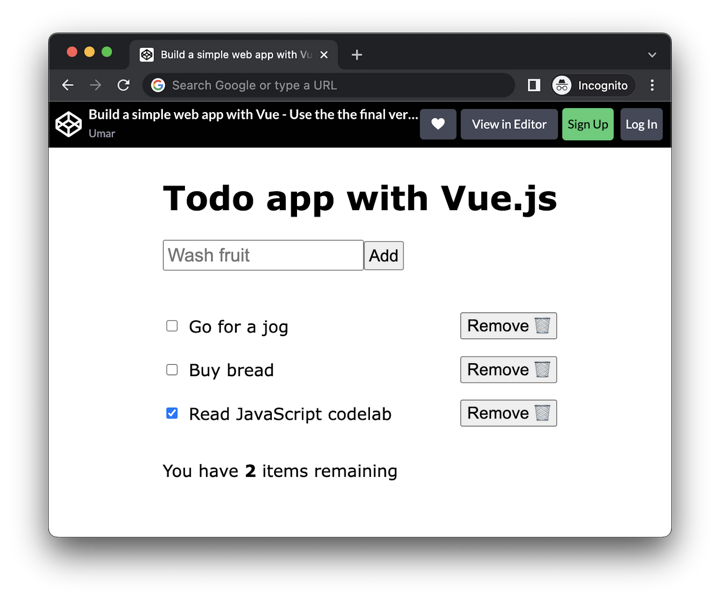 Build a simple web app with Vue | Google for Developers