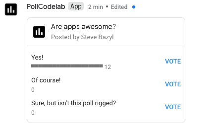Build an interactive poll app for Google Chat with Node.js | Google for ...
