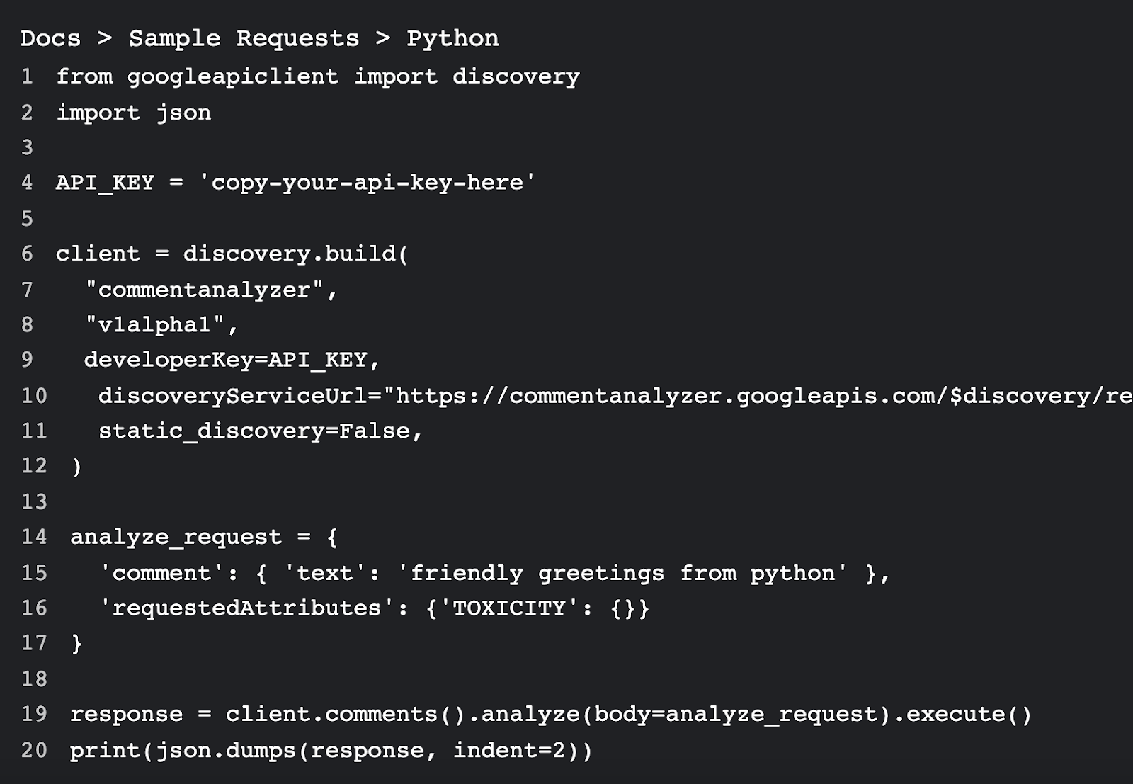 Get started with Perspective API | Google for Developers