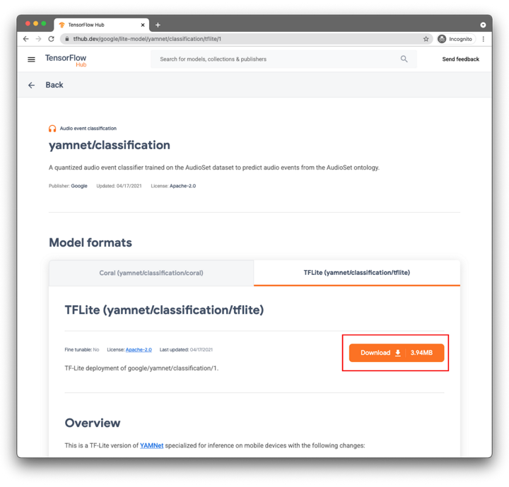 Create a basic app for audio classification | Google for Developers
