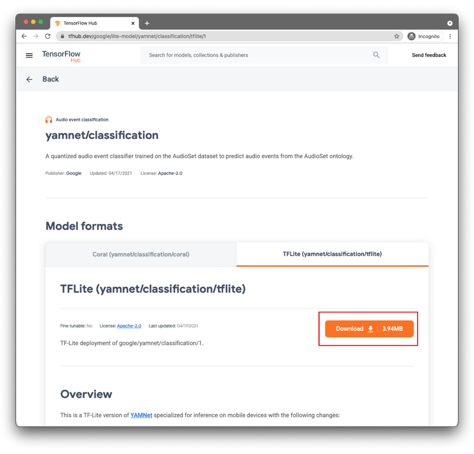 Create a basic app for audio classification | Google for Developers